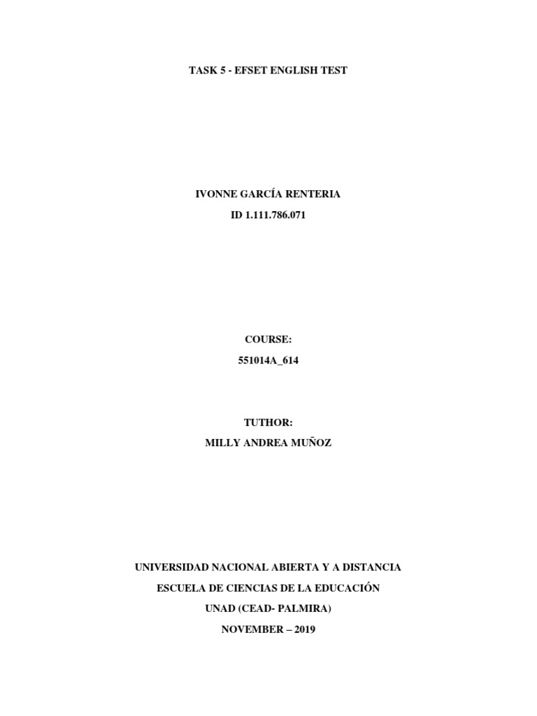 EFSET English Test Results | PDF