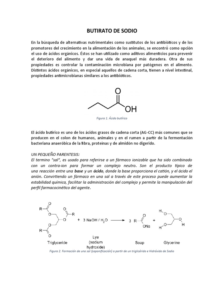 Butirato de Sodio | PDF | Ácido | Alimentos