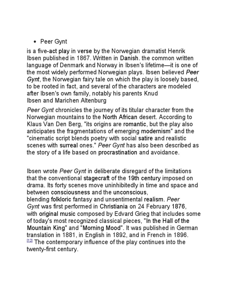 Henrik Ibsen and His Peer Gynt | PDF | Henrik Ibsen