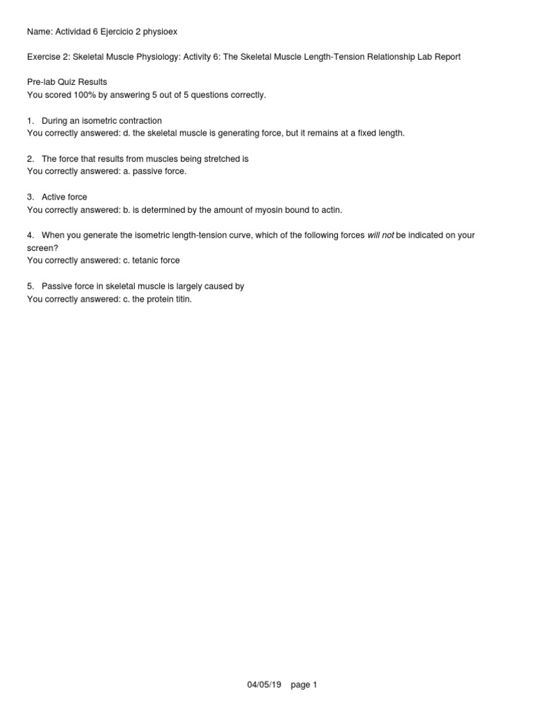 Actividad 6. Ejercicio 2 Physioex | Download Free PDF | Muscle ...