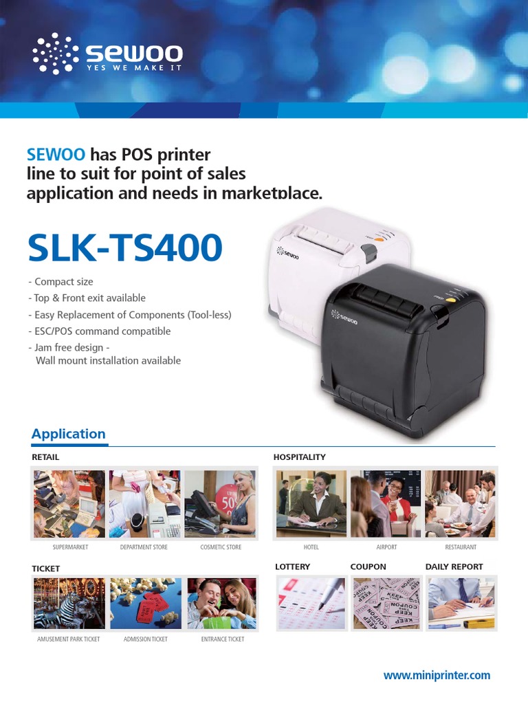Sewoo SLK TS400 | Download Free PDF | Point Of Sale | Microsoft Windows
