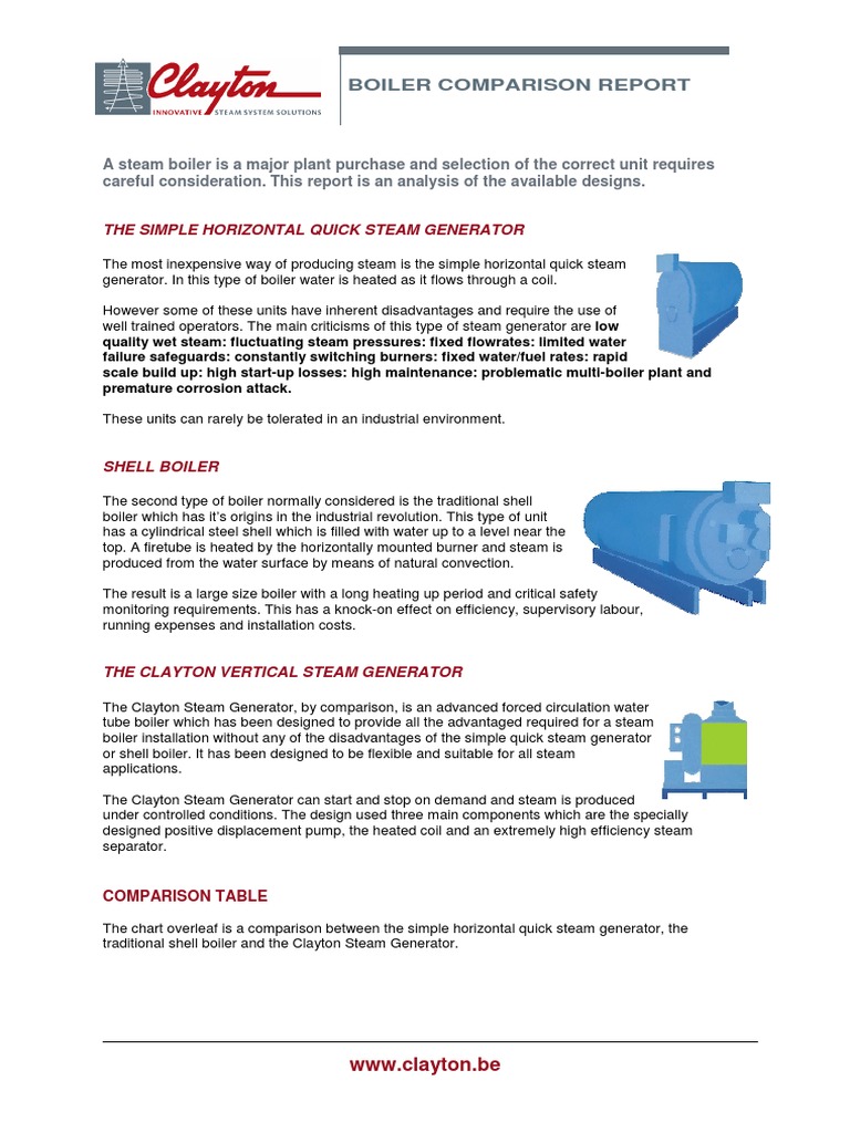 Boiler Comparison Report 2 PDF | PDF | Boiler | Steam