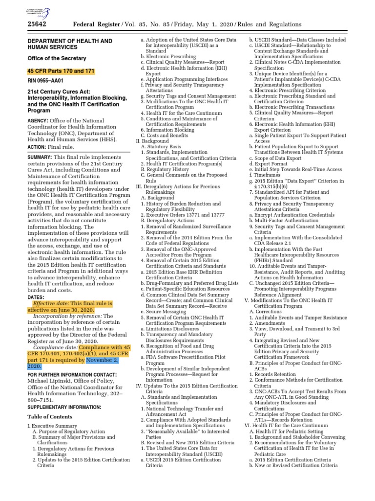 Federal Register / Vol. 85, No. 85 / Friday, May 1, 2020 / Rules and ...