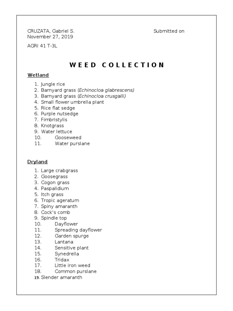 Weed Collection List | PDF