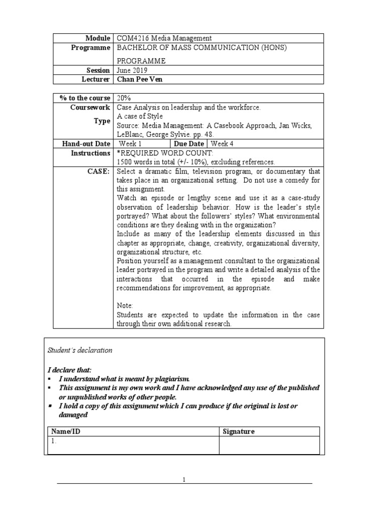 Case Analysis Assignment 2 | PDF | Case Study | Leadership