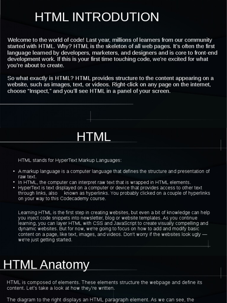 HTML Introdution | PDF | Html Element | Html