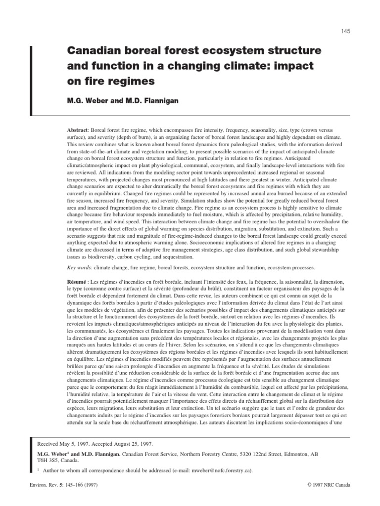 Canadian Boreal Forest Ecosystem Structure and Function in A Changing ...