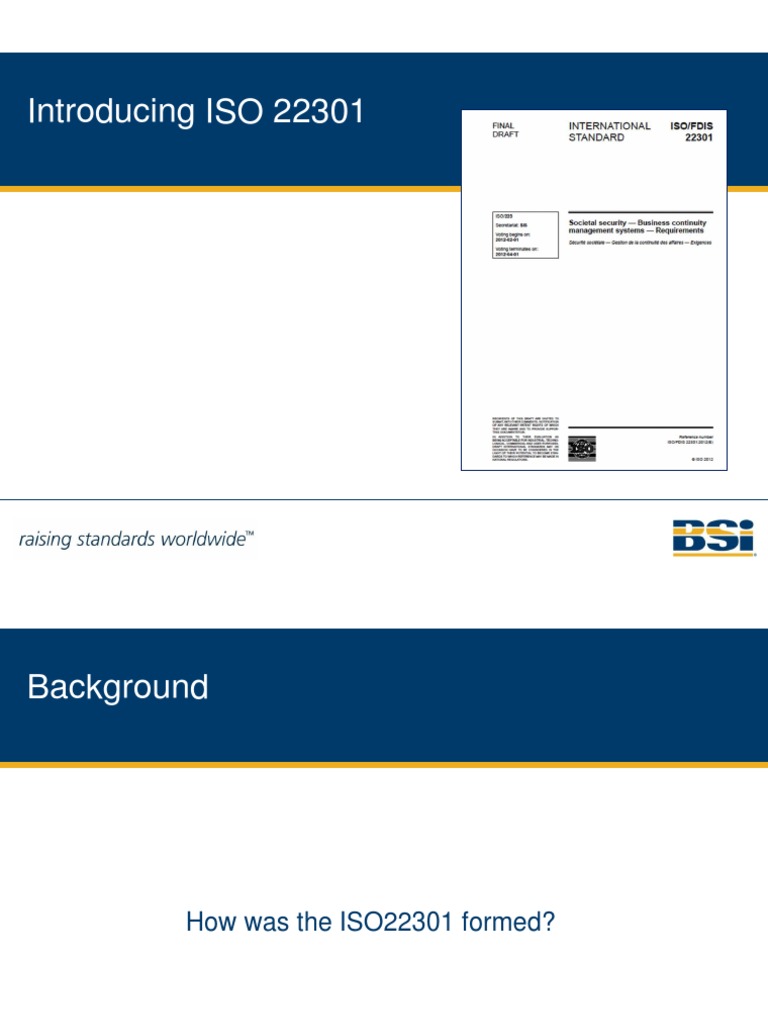 ISO 22301 Presentation | PDF | Risk | Policy