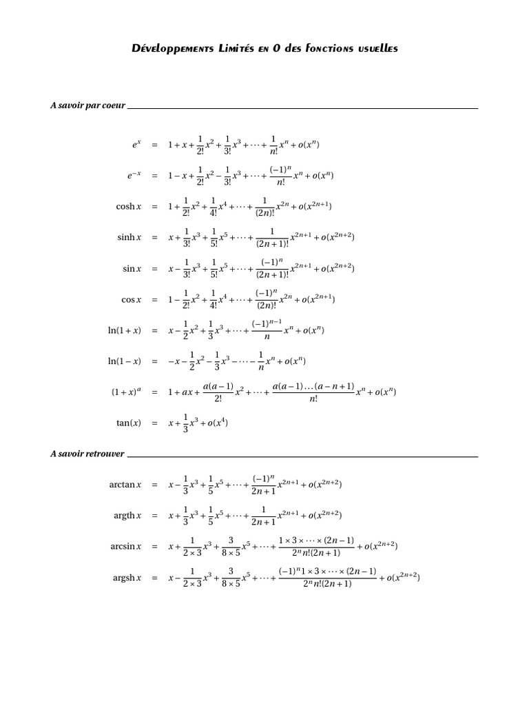 Development of Usual Functions in Power Series and Resolution of Linear Differential Equations ...