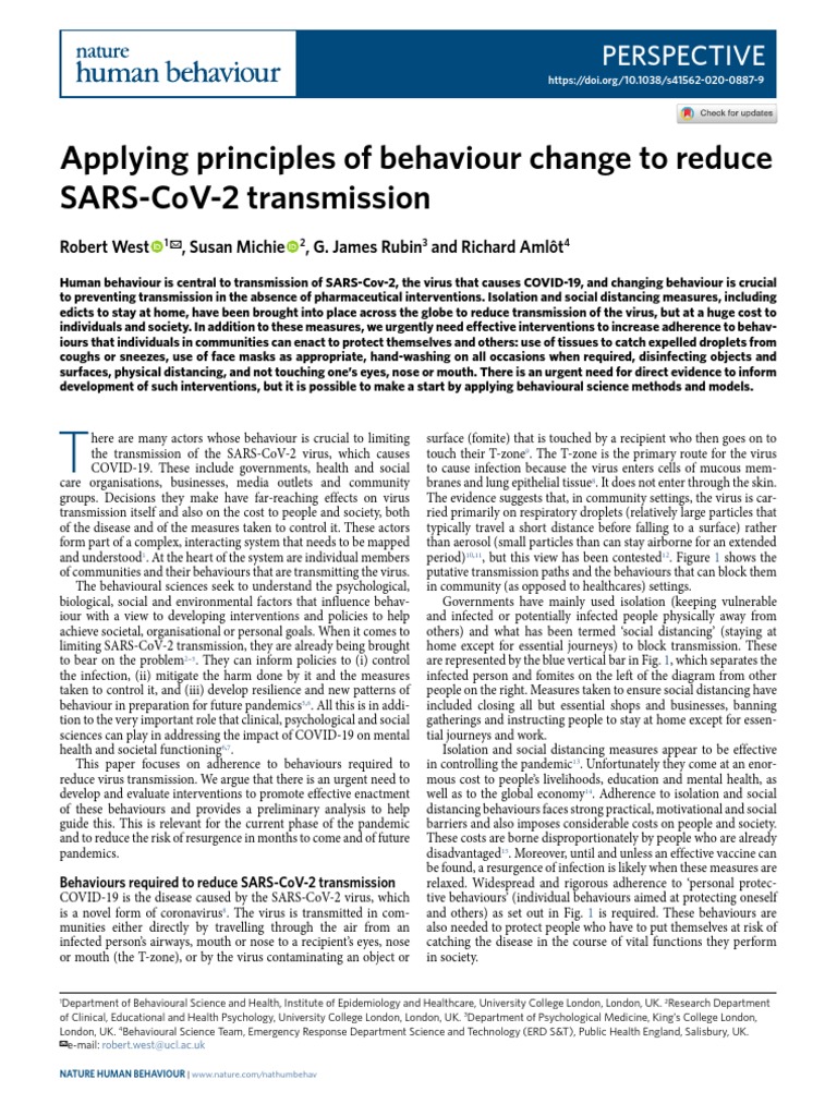 Applying Principles - Covid | PDF | Transmission (Medicine) | Motivation