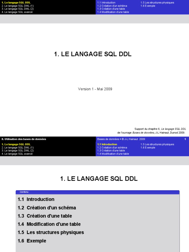 Utilisation Des BD (SQL DDL) | PDF | SQL | Table (Base de données)