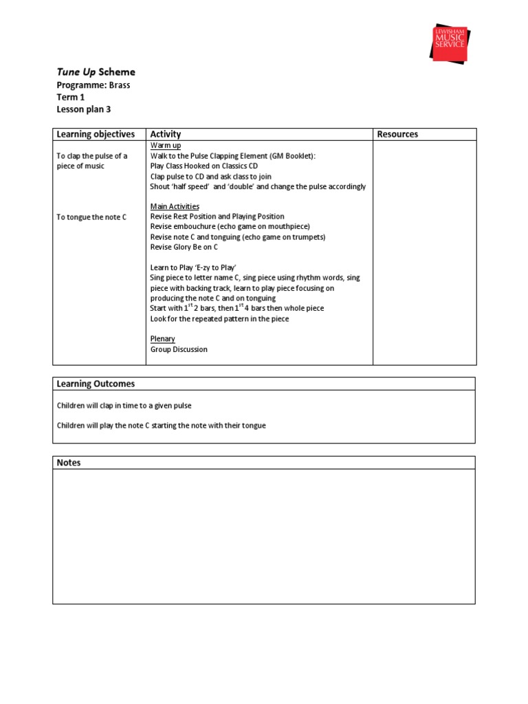 Brass T1 Lesson 3 | PDF