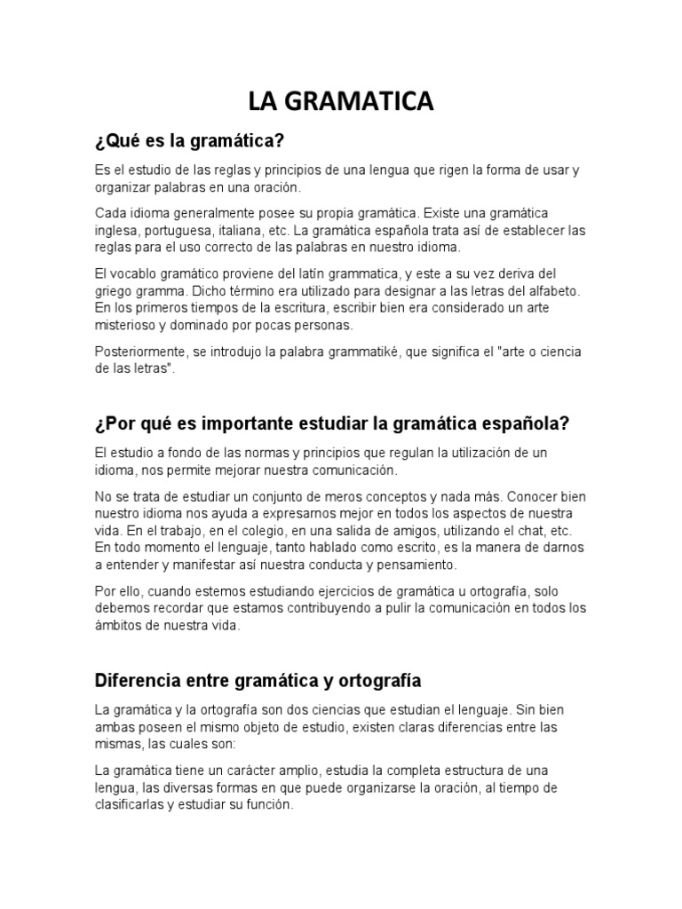 La Gramatica | PDF | Palabra | Gramática