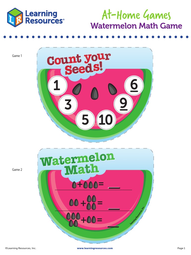 Watermelon Math Game | PDF | Teaching Mathematics | Leisure