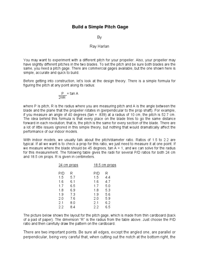 DIY Pitch Gage for Propeller Adjustment | PDF | Propeller | Radius