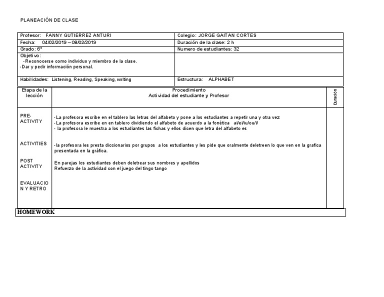 Lesson Plan Alphabet | PDF