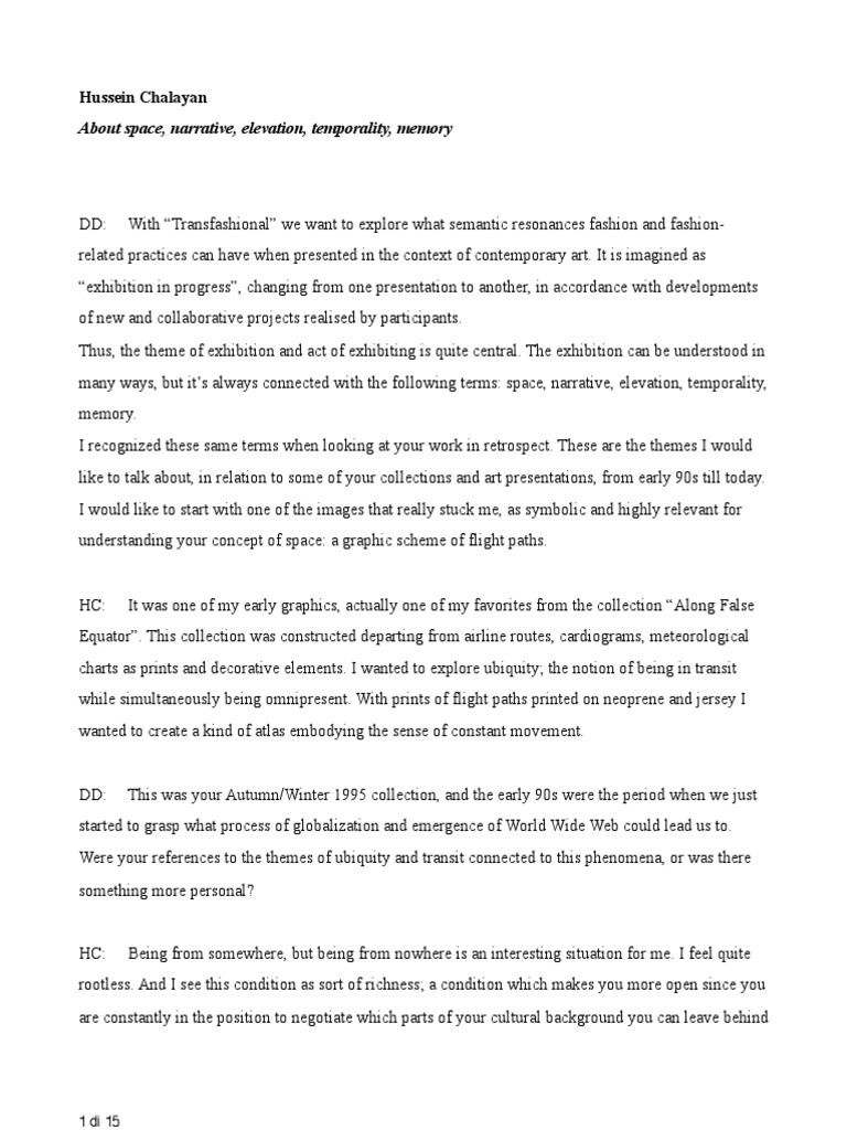 Hussein Chalayan - About Space Narrative PDF | PDF | Cyprus | Clothing