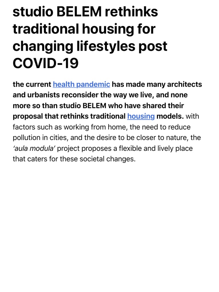 Studio BELEM Rethinks Traditional Housing For Changing Lifestyles Post ...