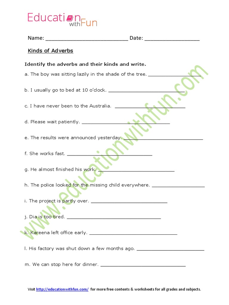 Adverbs Worksheet 2 | PDF | Language Arts & Discipline