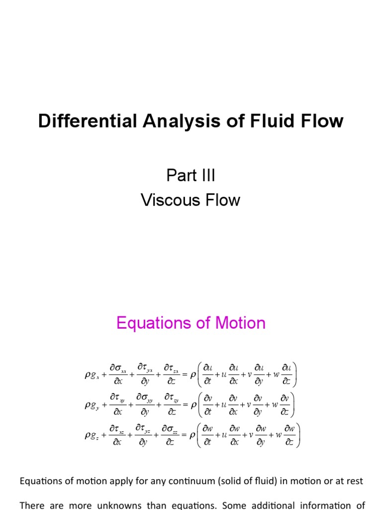 CH 6 - 3 Differential Analysis of Fluid Flow Part III Web | PDF ...