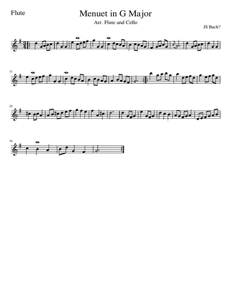 Menuet in G Major-Flute | PDF