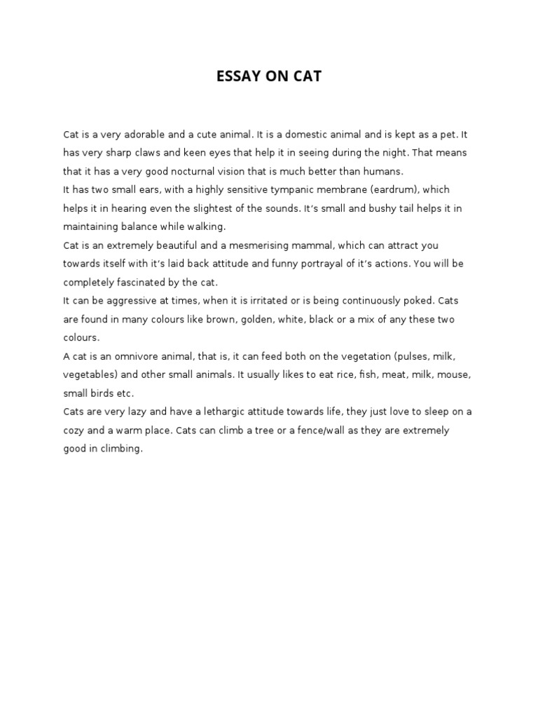 Essay On Cat | PDF
