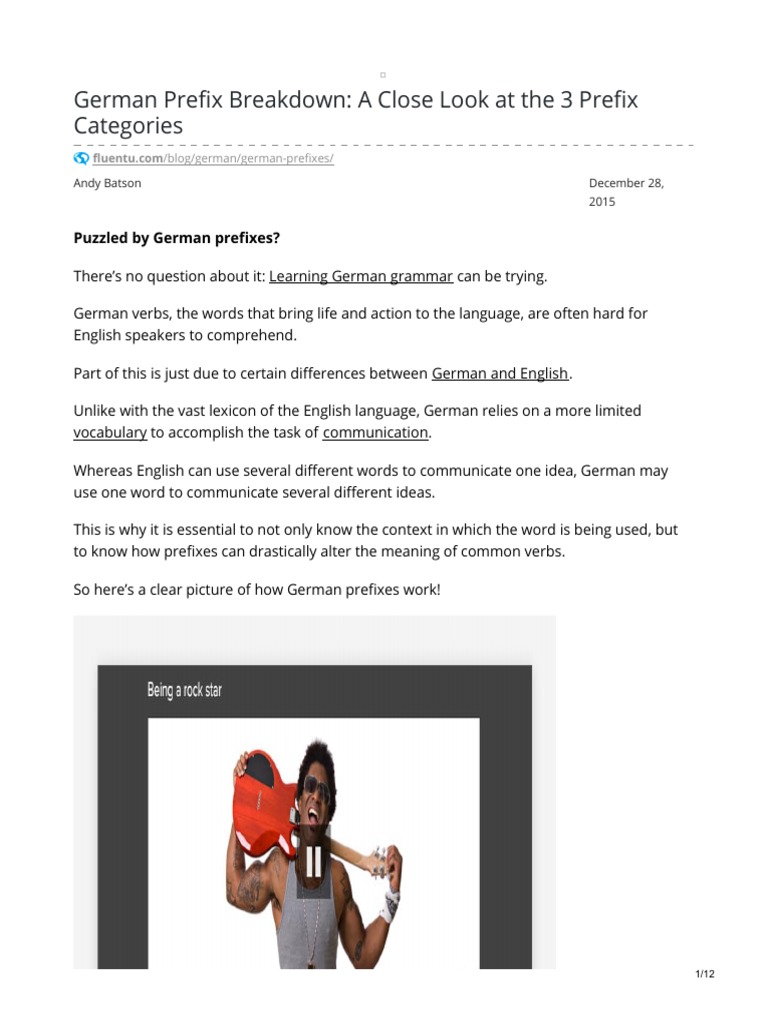 German Prefix Breakdown: A Close Look at The 3 Prefix Categories | PDF ...