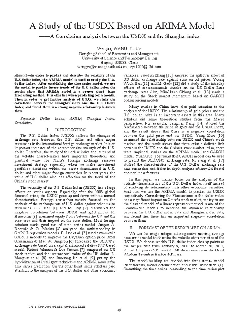 A Study of The USDX Based On ARIMA Model | PDF | Time Series | Regression Analysis