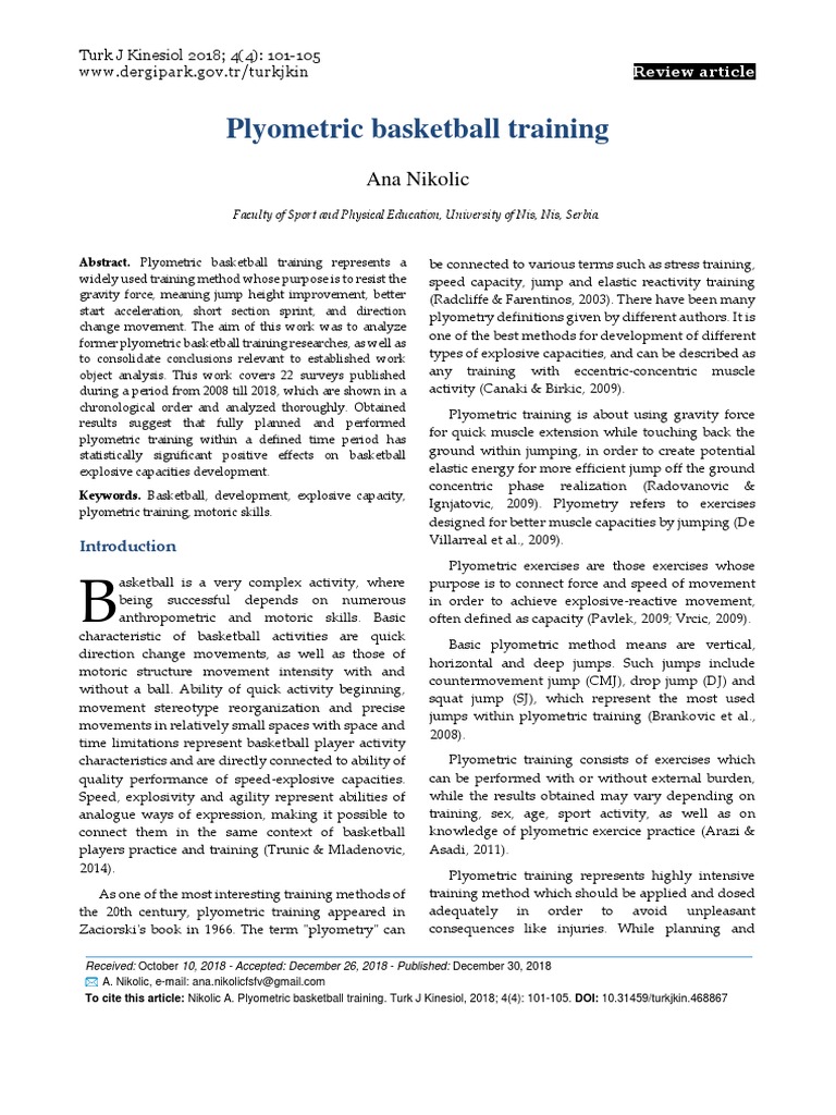 Plyometric Basketball Training: Ana Nikolic | PDF | Strength Training ...