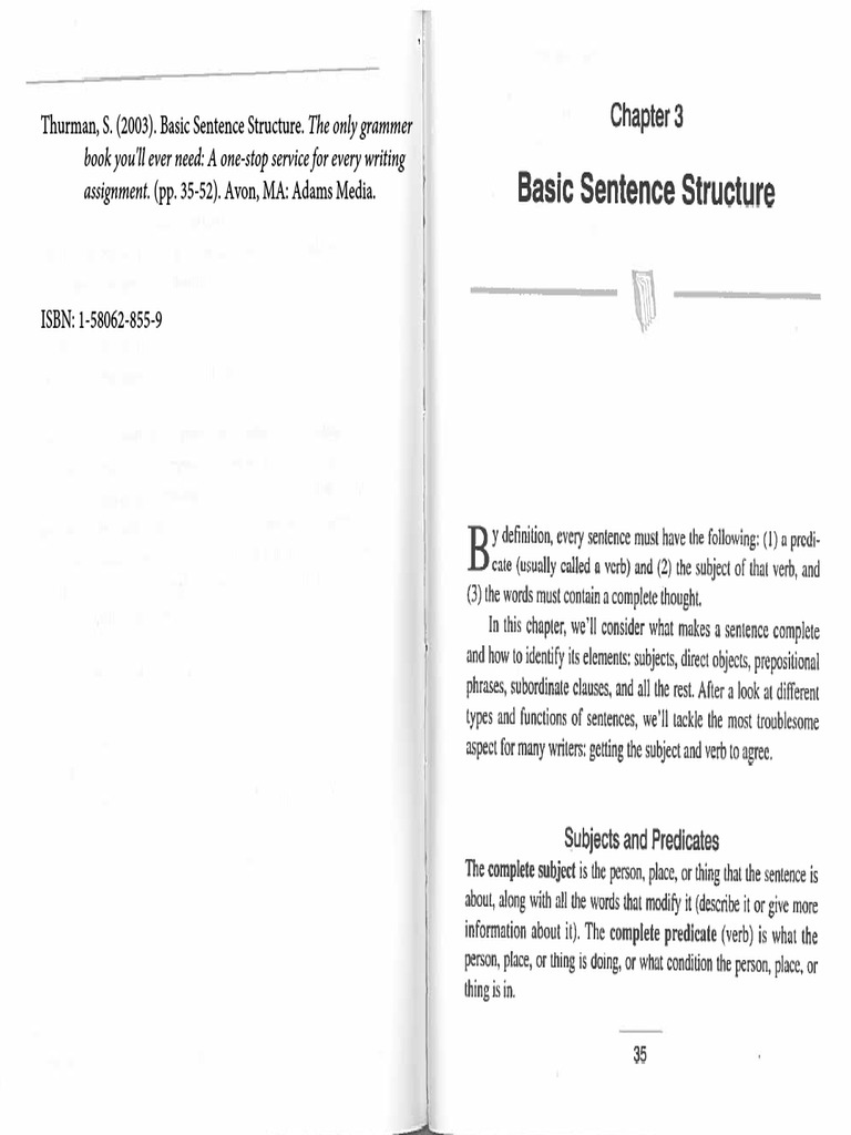 Thurman S Basic Sentence Structure PDF