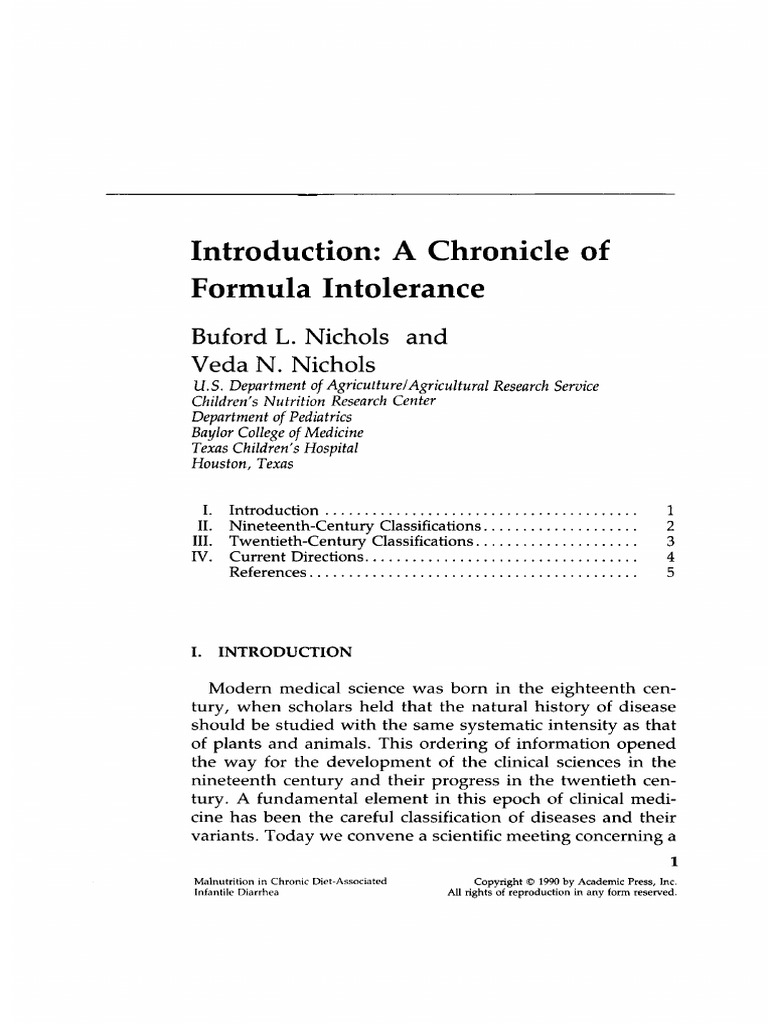 Introduction: A Chronicle of Formula Intolerance: Buford L. Nichols and ...