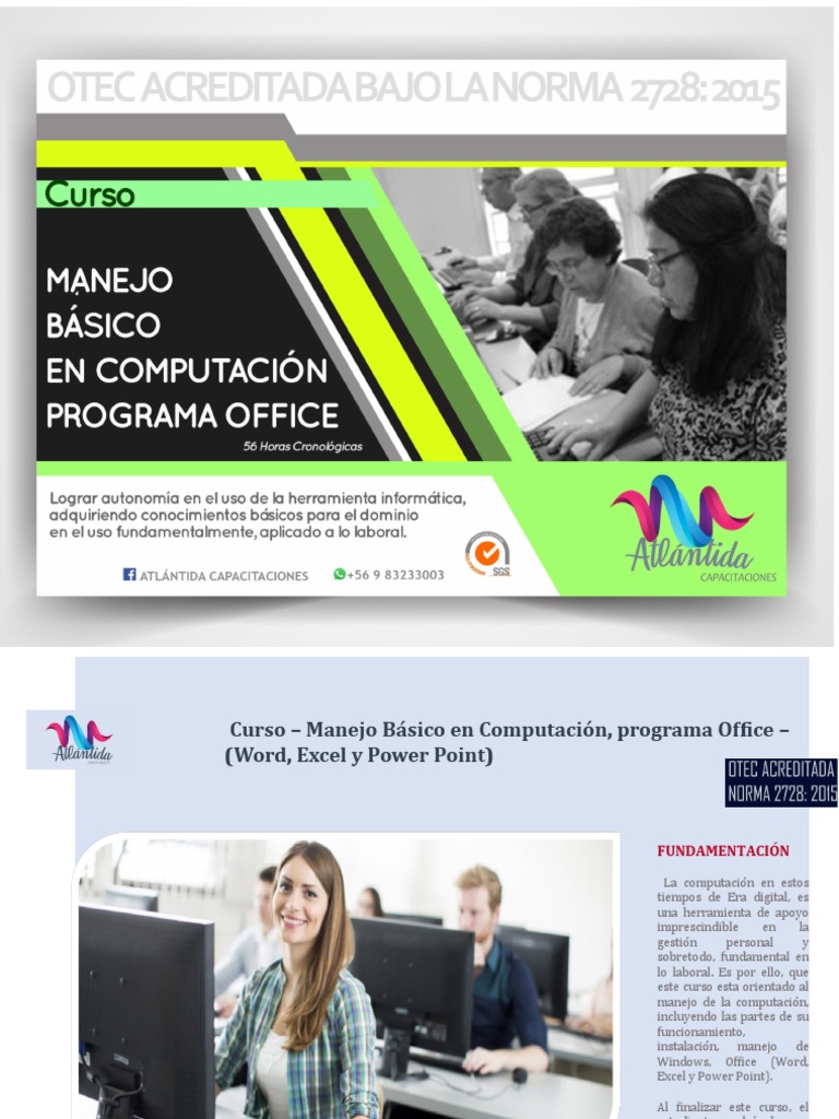 Curso - Manejo Básico en Computación, Programa Office - (Word, Excel, Power Point) | PDF ...