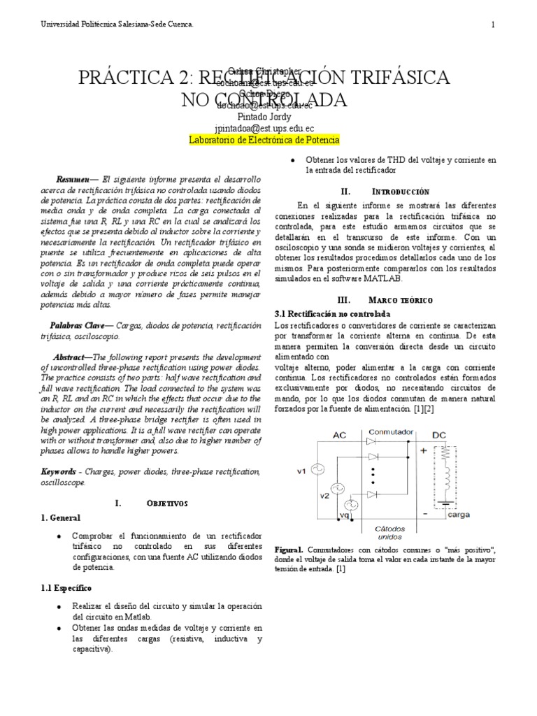 Informe 2 Laboratorio de Electronica | PDF | Rectificador | Diodo