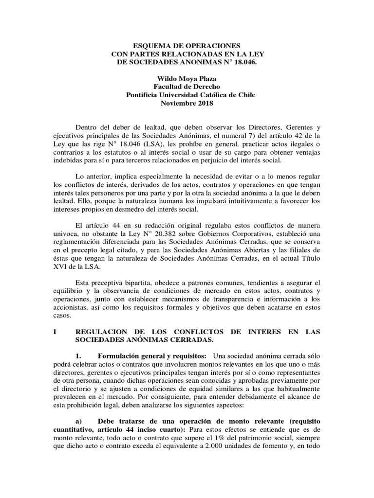 Esquema Operaciones Con Partes Relacionadas | PDF | Conceptos legales ...