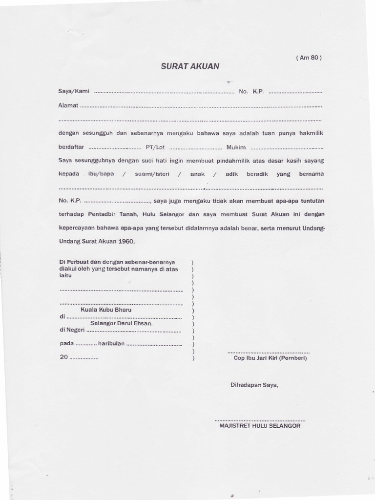 Surat Akuan (Am 80) 1 | PDF