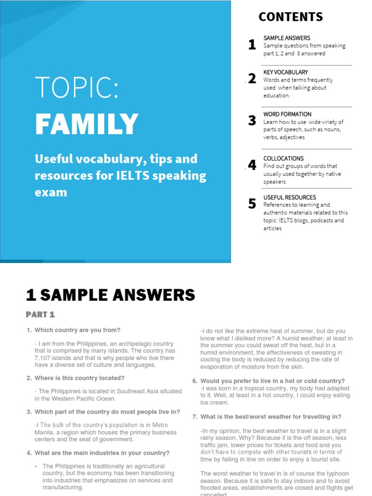 4-Family Topic IELTS Speaking | PDF | Stepfamily | Family