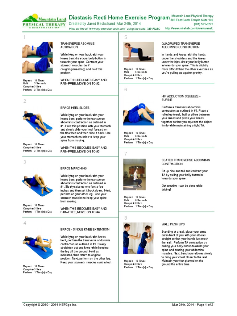Diastasis Recti Exercise Program 6 PDF | PDF | Abdomen | Primate Anatomy