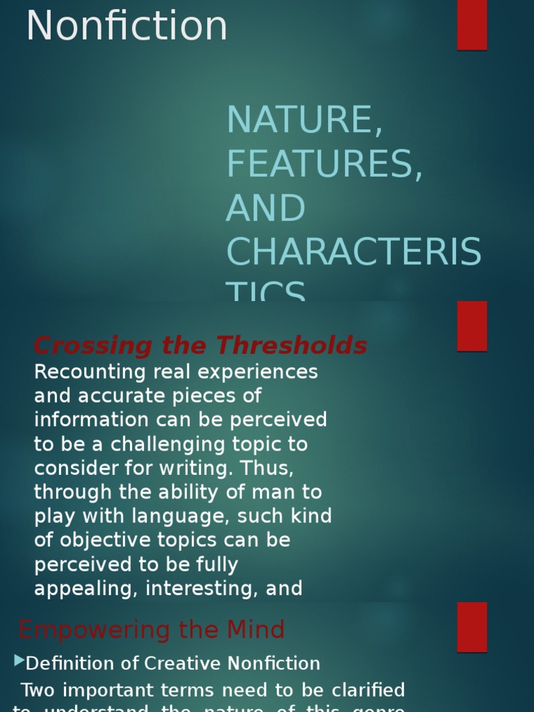 Creative Nonfiction Guide to Genre Characteristics | PDF | Creative ...