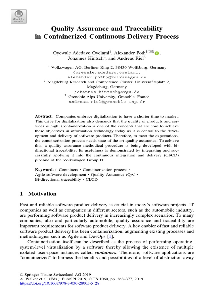 2019-Quality Assurance and Traceability in Containerized Continuous ...
