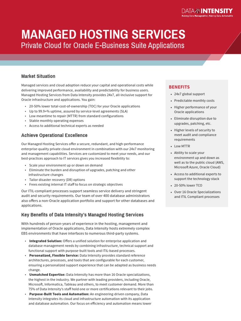 Managed Hosting Services: Private Cloud For Oracle E-Business Suite Applications | PDF | Cloud ...