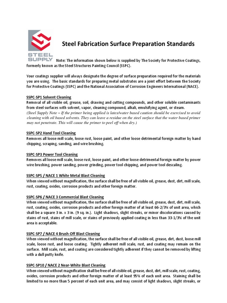 Steel Surface Preparation Standards Guide | PDF | Rust | Corrosion