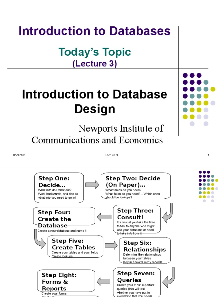 Introduction To Databases: Today's Topic | PDF | Relational Database ...