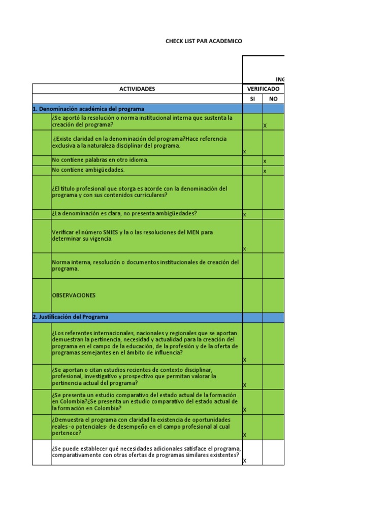 Check List para Documento Maestro | PDF | Plan de estudios | Bienestar