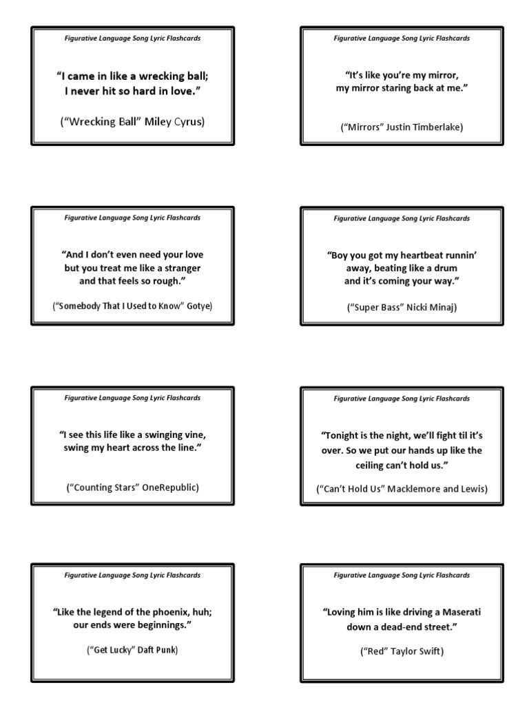 Figurative Language Song Lyrics: Exploring Metaphors, Similes ...