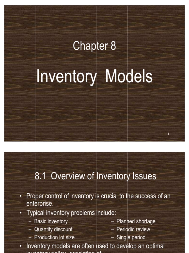 Ch08 - Inventory | Inventory | Estimation Theory