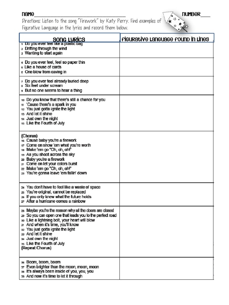 Figurative Language in Song Lyrics | PDF | Poetry | Young Adult
