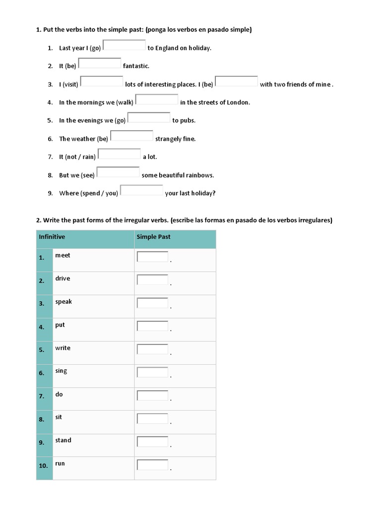 Past Simple Exercises 1 PDF | PDF | Linguistic Typology | Semantics