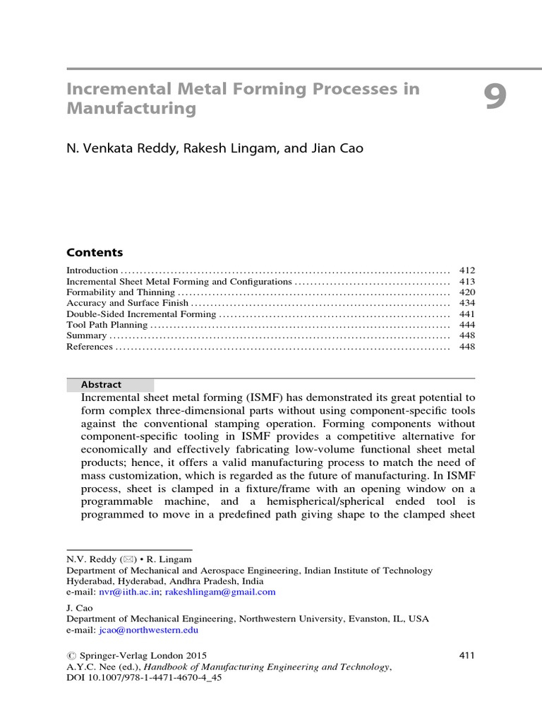 Incremental Metal Forming Processes in | PDF | Deformation (Mechanics ...