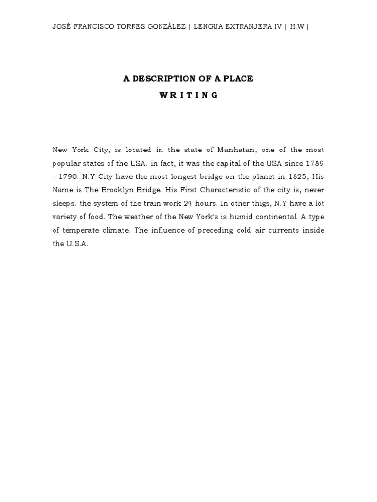 A Description of A Place | PDF