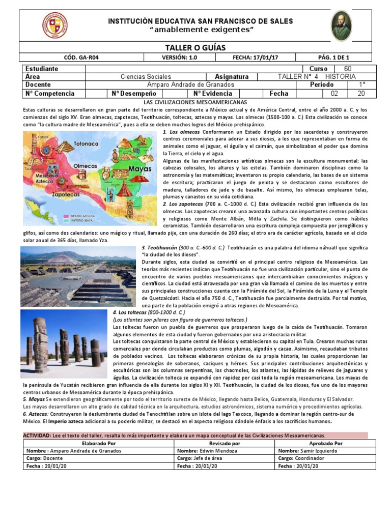 Taller N 4 Civilizaciones Mesoamericanas y Los Mayas | PDF ...